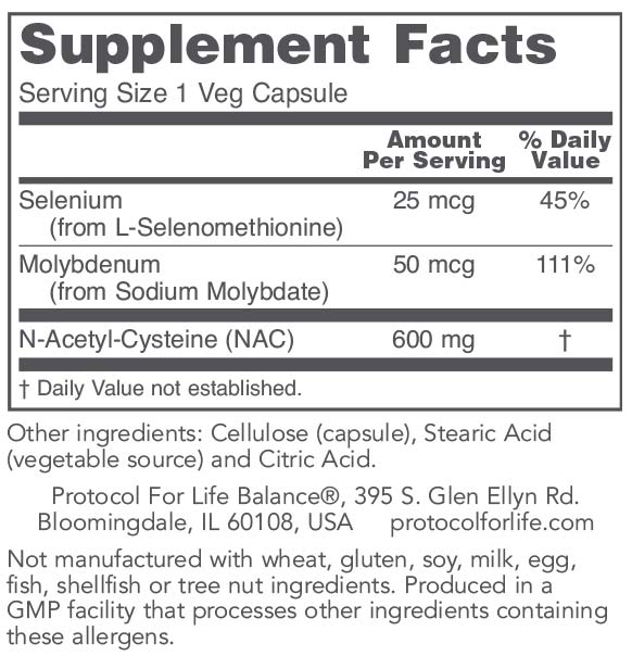 NAC (N-Acetyl-Cysteine), 600 mg | Protocol 2019