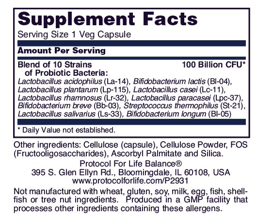 ProtoDophilus™ 100 Billion, 10 Strains | Protocol 2016