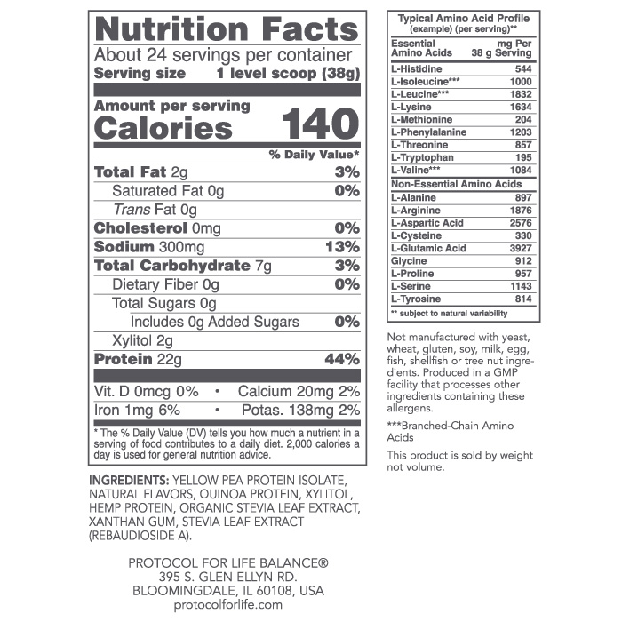 Plant Protein Complete 22 g Protein - Protocol for Life Balance