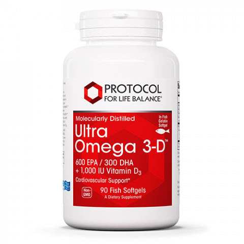 Ultra Omega 3-D™ 600 mg EPA / 300 mg DHA + 1,000 IU (25 mcg) Vitamin D3 -D™ - Protocol for Life ...